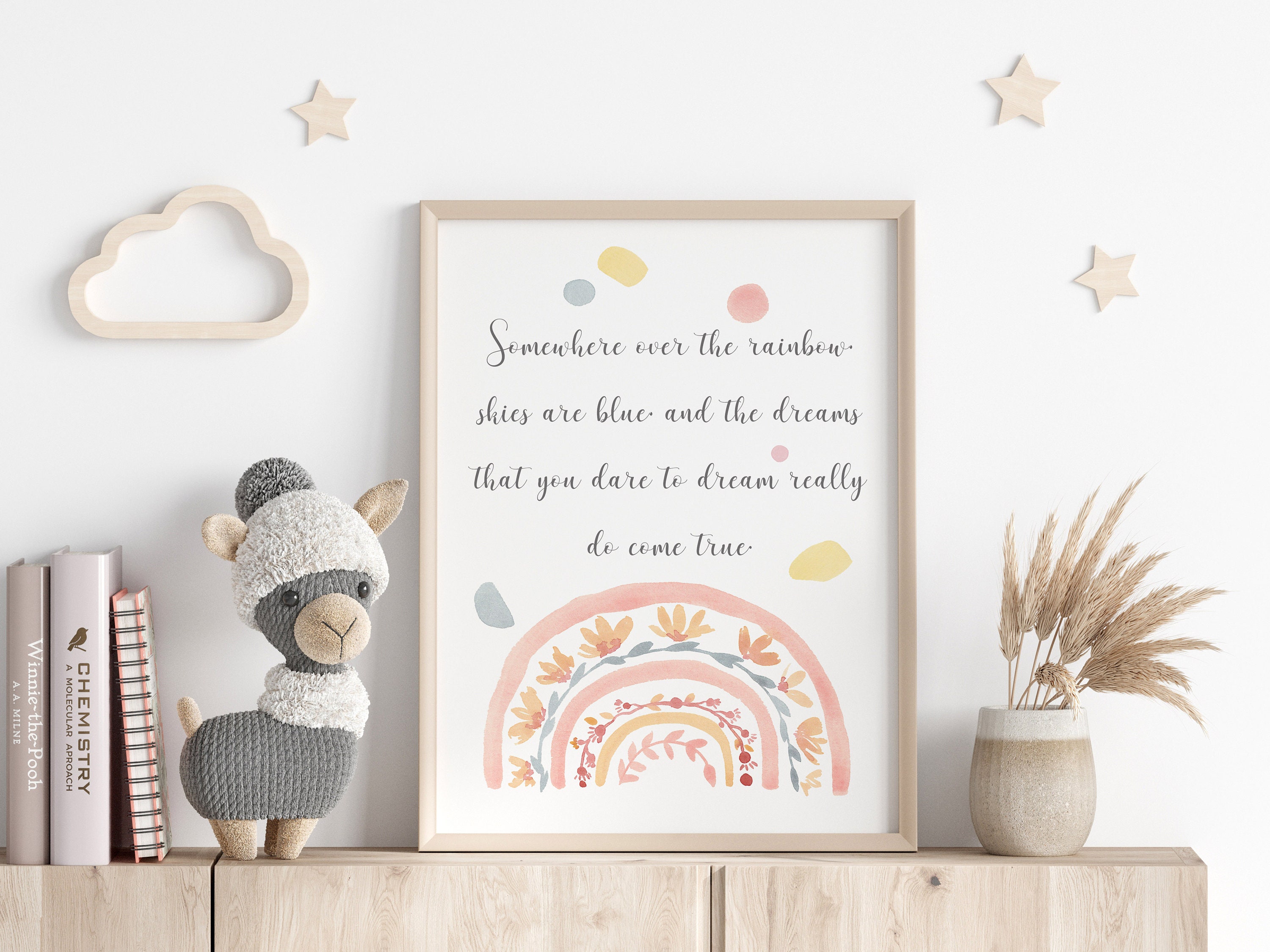 Somewhere Over the Rainbow Printable Wall Art, Boho Kids Room Poster ...