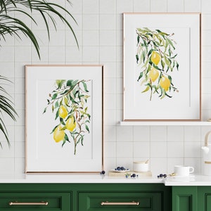 Italian Lemon Wall Art Set of 2, Printable Lemon Tree Artwork, Lemon ...