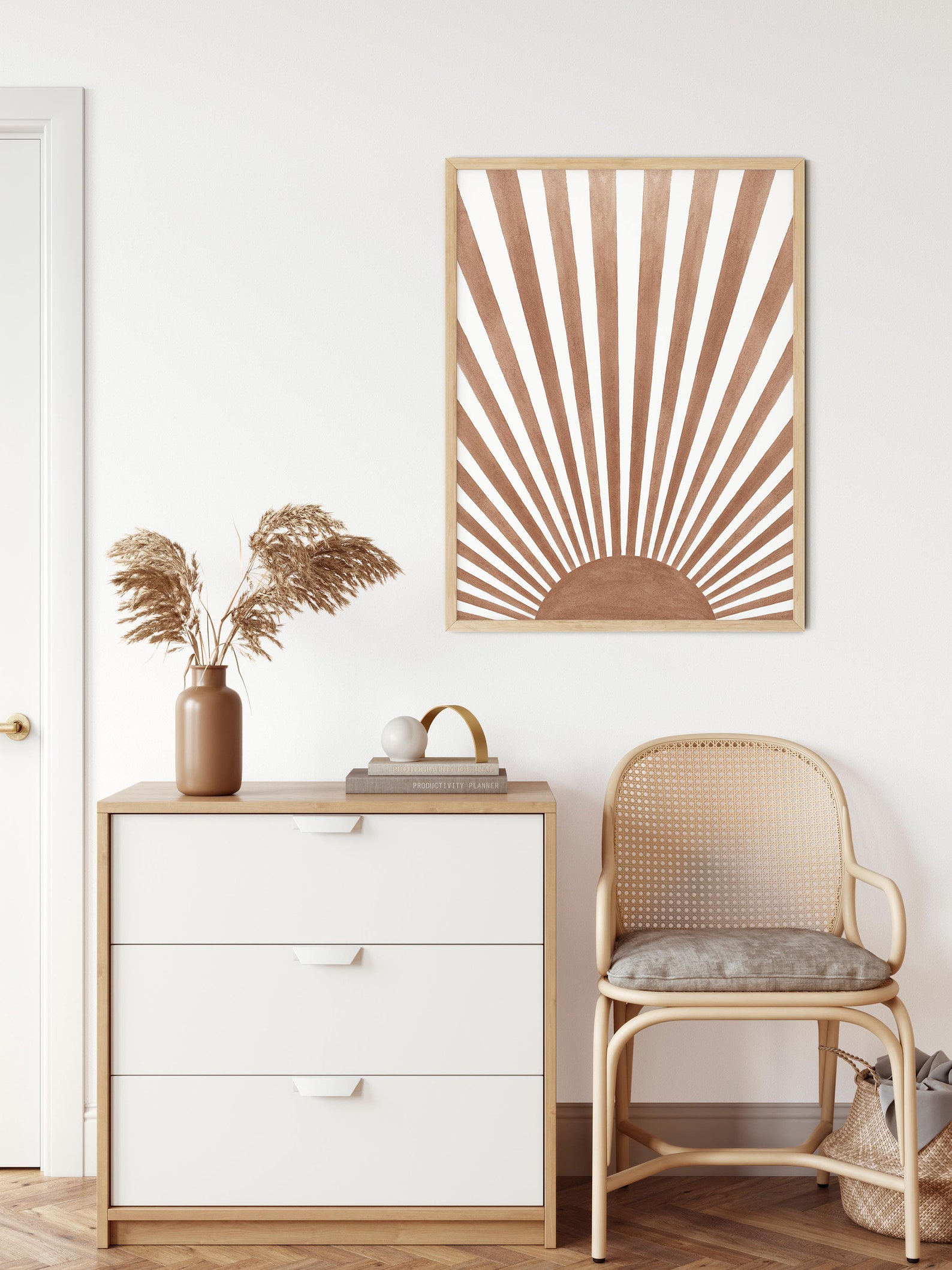 Boho Sunrise Art Boho Sun Print Brown Wall Decor Abstract - Etsy