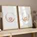 Lotus Flower With Moon Watercolor, Wall Art Set of 2 Boho Moon Phases ...