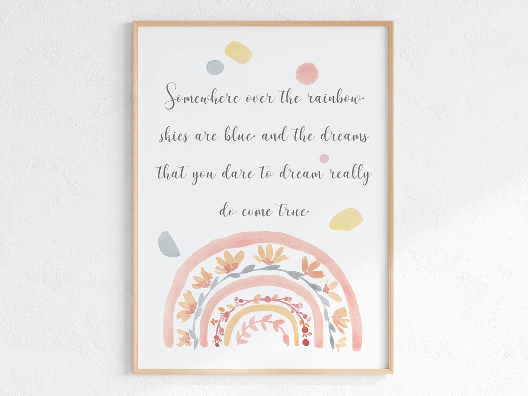 Somewhere Over the Rainbow Printable Wall Art, Boho Kids Room Poster ...