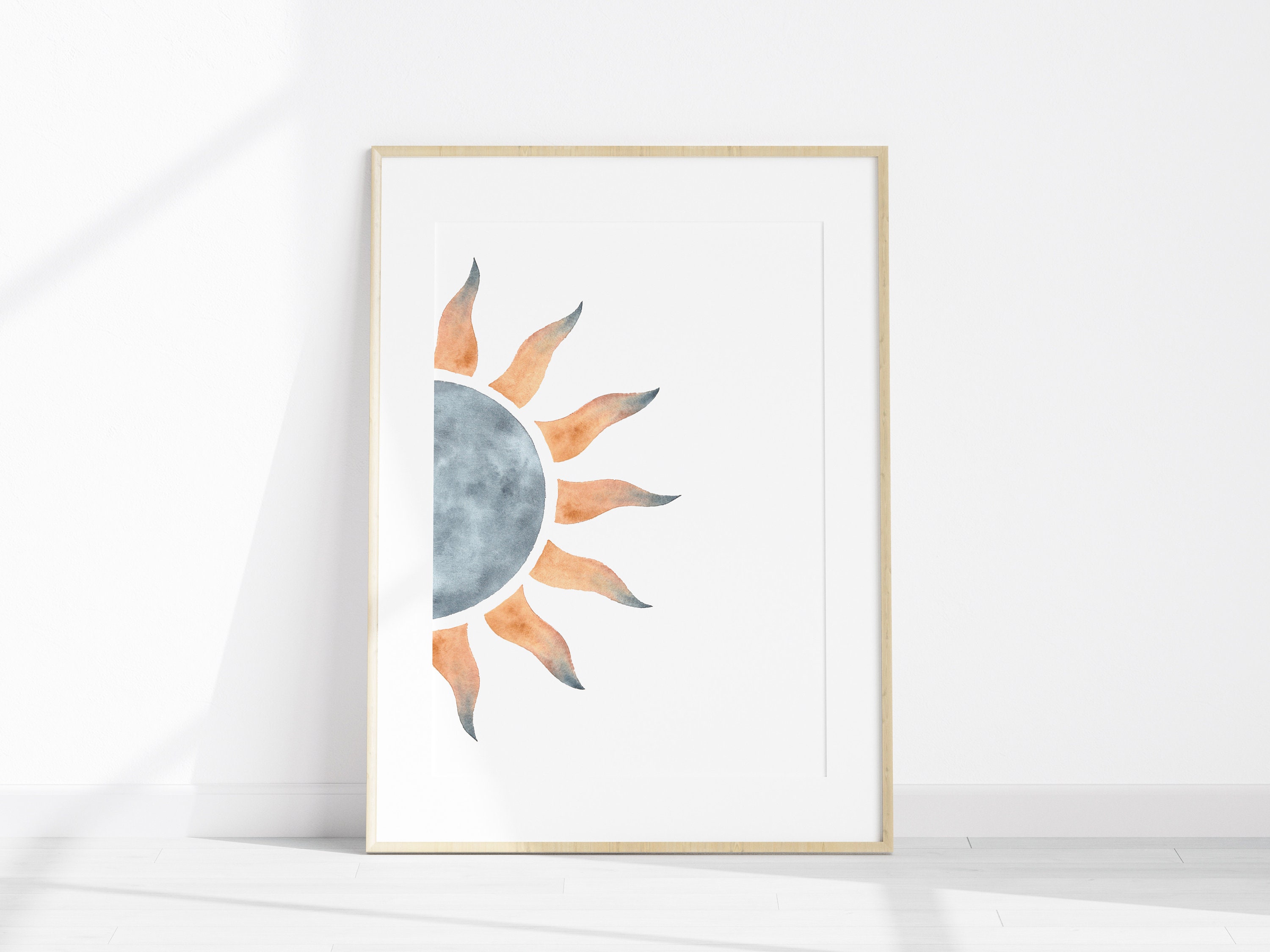 Boho Sun and Moon Watercolor Art Print Set (digital Download) - Etsy