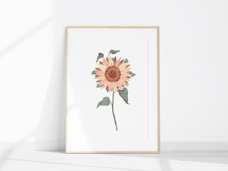 Boho Botanical Art Sunflower Decor Boho Flower Print - Etsy