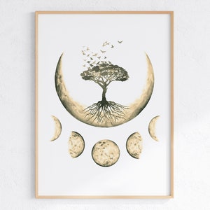 Boho Sun and Moon Wall Art Set of 3, Printable Zen Decor, Celestial ...