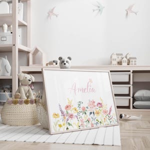 Custom Baby Girl Name Wildflower Nursery Art Print (digital Download ...