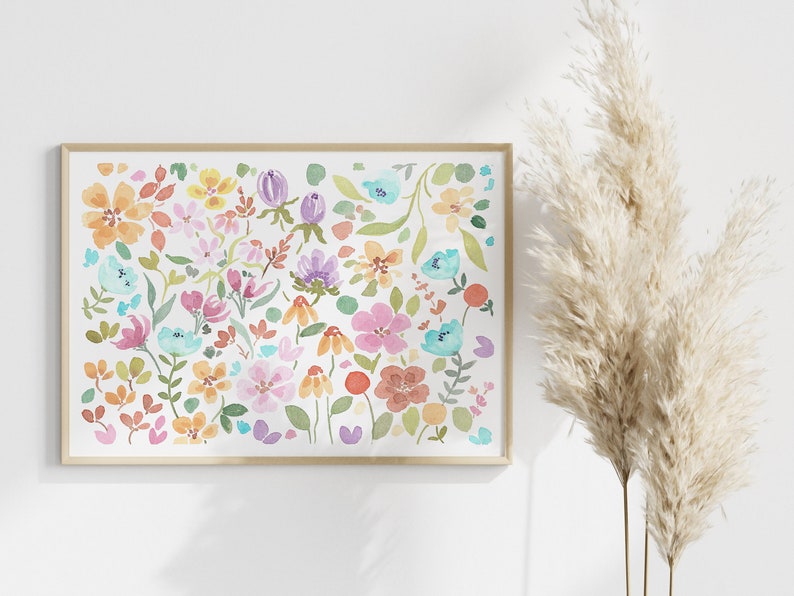 Colorful Flower Poster Horizontal Floral Print Bright Wildflower ...