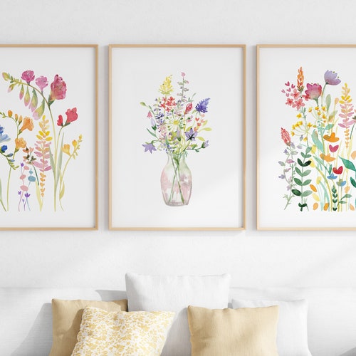 Colorful Wall Art Bright Watercolor Prints Colorful Abstract - Etsy
