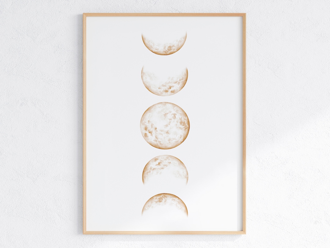 Beige Moon Phases Print, Boho Minimalist Moon Art, Earth Tone Wall Art ...