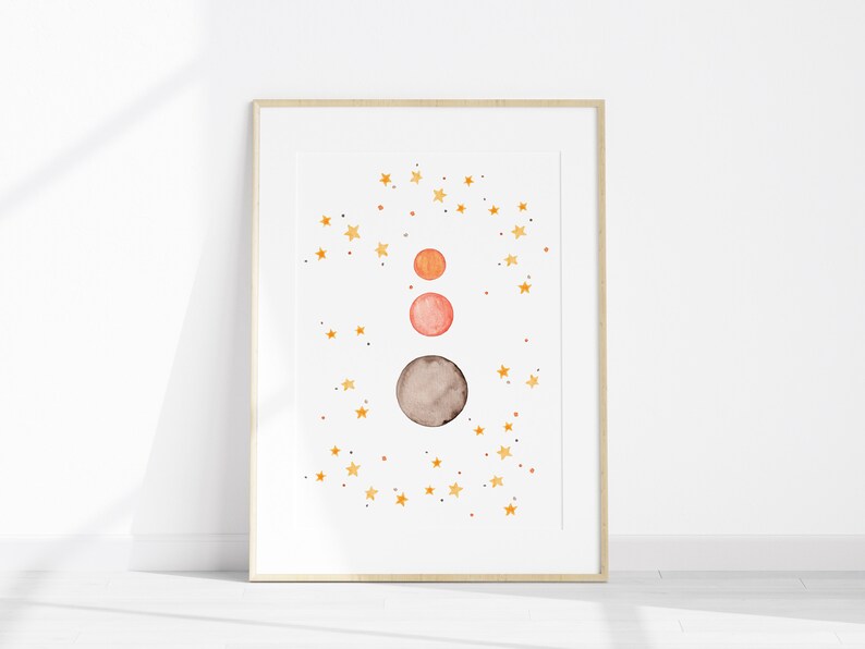 Boho Moon and Stars Nursery Decor Wall Art Set of 2 Celestial - Etsy