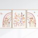 Boho Rainbow Wall Art Set of 3 Wildflower Girl Nursery - Etsy