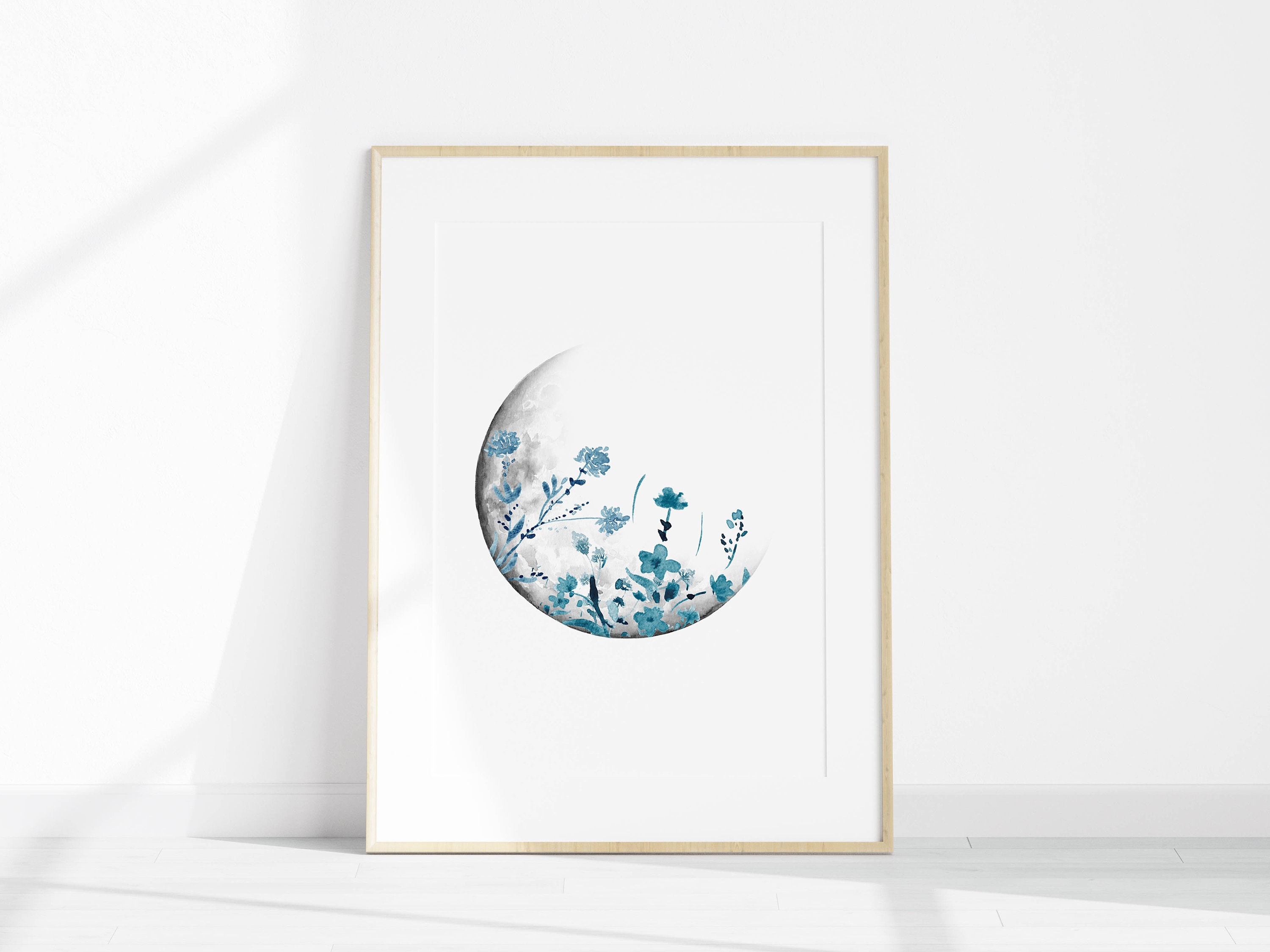 Celestial Wall Art Boho Moon Decor Flower Moon Art - Etsy