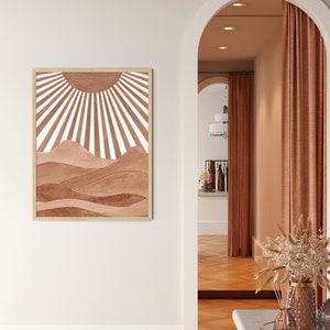 Boho Sunrise Art Boho Sun Print Brown Wall Decor Abstract - Etsy