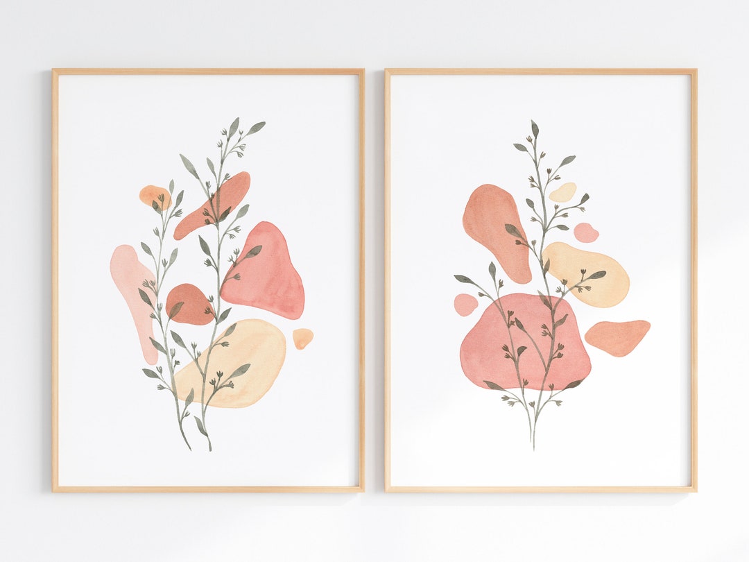 Boho Abstract Printable Wall Art, Bohemian Decor, Modern Botanical Art ...