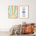 Wall Art Set of 2 Bright Boho Prints Colorful Sunburst and - Etsy