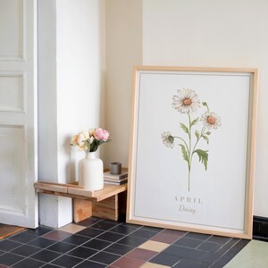 Daisy Watercolor Artwork April Birth Month Flower Print Birthday Gift ...