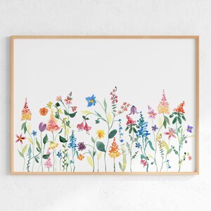 Colorful Wildflower Watercolor Print, Digital Download, Bright Floral ...