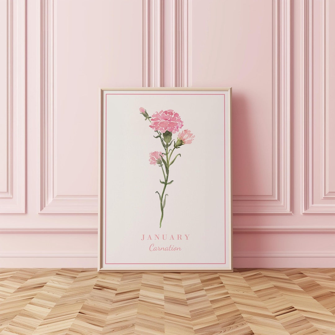 Birth Month Flower Print January Birthday Gift for Her Carnation Birth ...