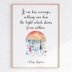 Inspirational Wall Art for Kids, Maya Angelou Quote Print, Courage ...