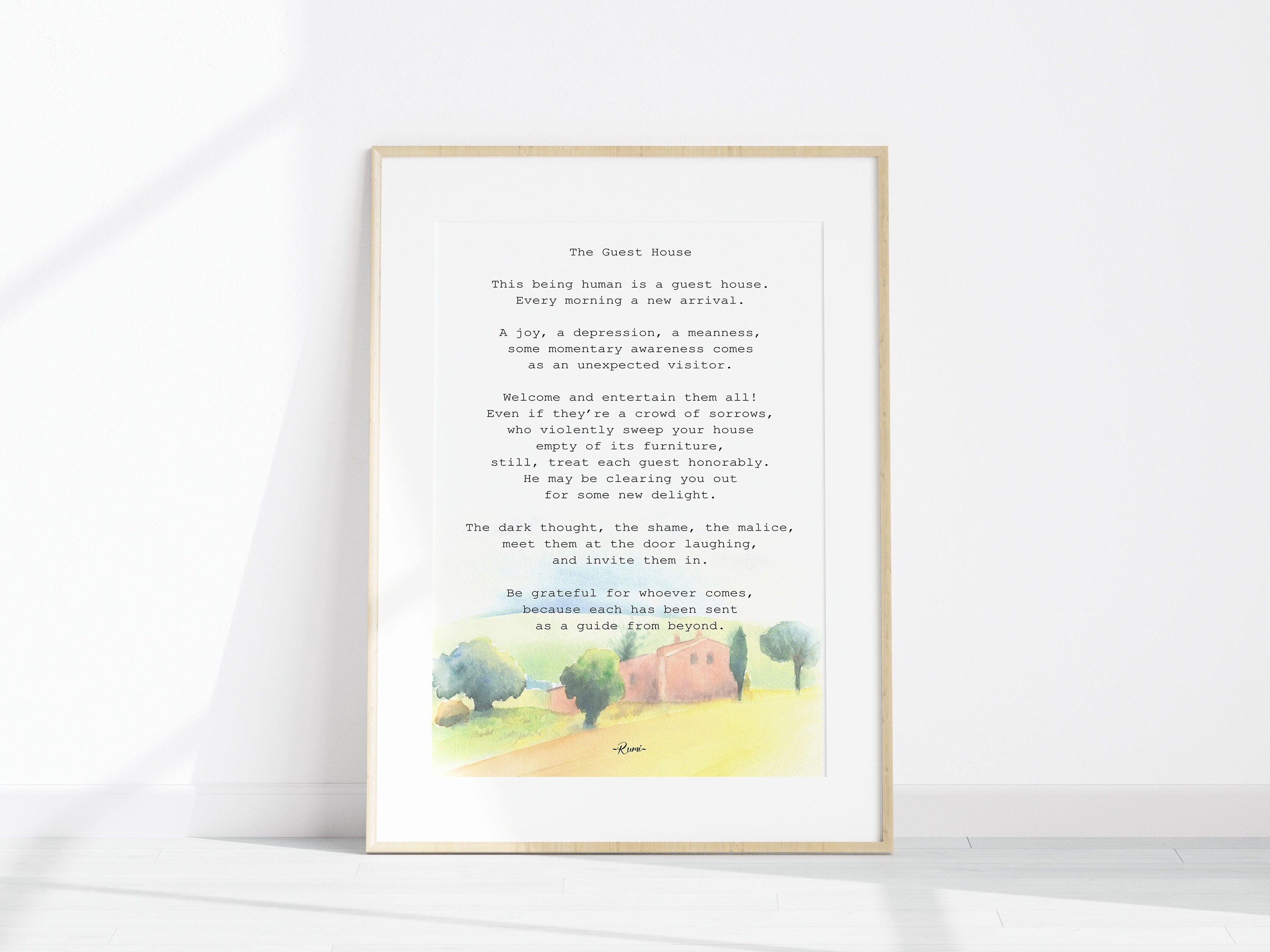 The Guest House Rumi Poem Print Rumi Quote Wall Art Digital - Etsy ...