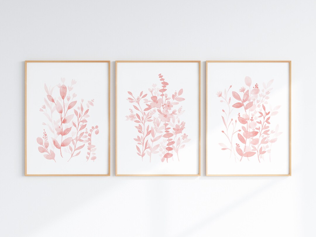 Blush Pink Floral Prints, Flower Nursery Wall Art Printable, Girl Room ...