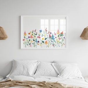 Colorful Wildflower Watercolor Print, Digital Download, Bright Floral ...