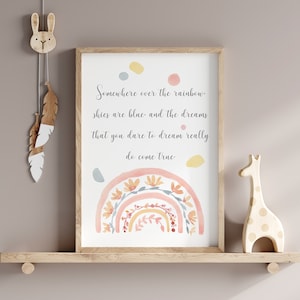 Somewhere Over the Rainbow Printable Wall Art, Boho Kids Room Poster ...