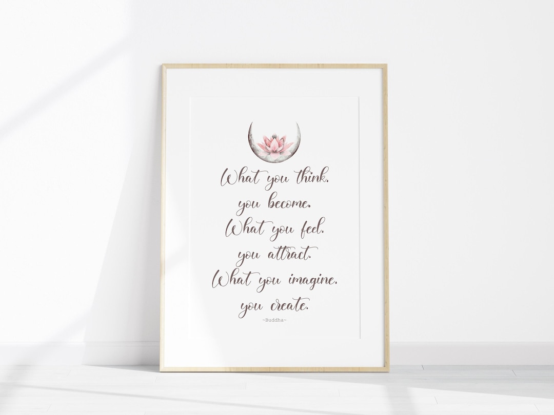 What You Think You Become Buddha Quote Wall Art, Law of Attraction ...