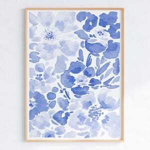 Blue Floral Prints Chinoiserie Wall Art Set of 2 Light Blue Watercolor ...