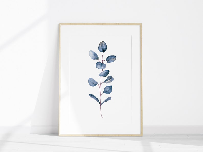 Navy Blue Botanical Prints Downloadable, Eucalyptus Watercolor ...