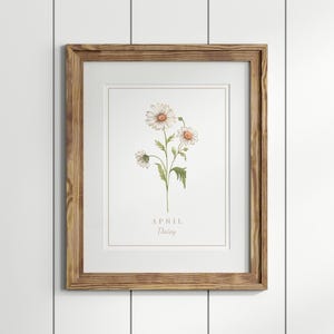 Daisy Watercolor Artwork April Birth Month Flower Print Birthday Gift ...