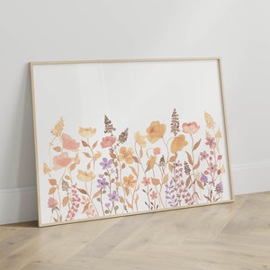 Boho Wildflower Watercolor Print, Digital Download, Horizontal Floral ...