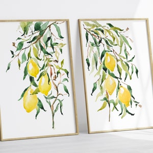 Italian Lemon Wall Art Set of 2, Printable Lemon Tree Artwork, Lemon ...