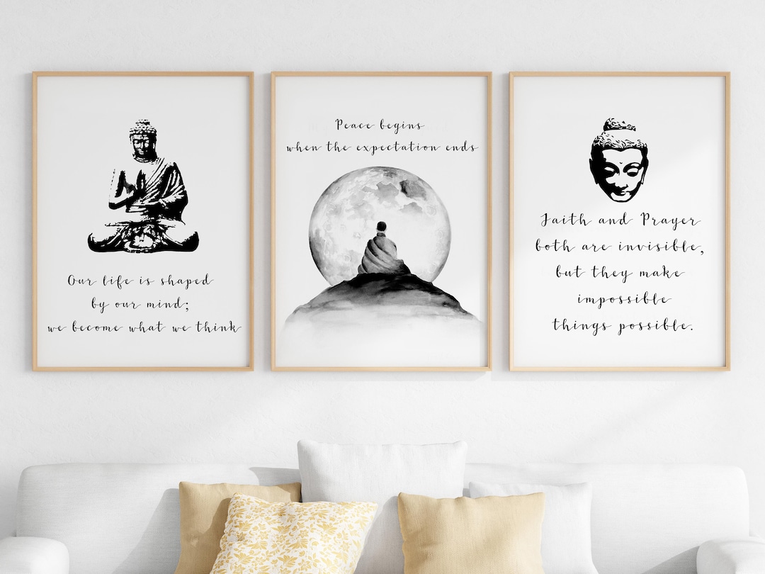 Buddha Quotes Printable Wall Art Set of 3, Zen Buddhism Artwork ...