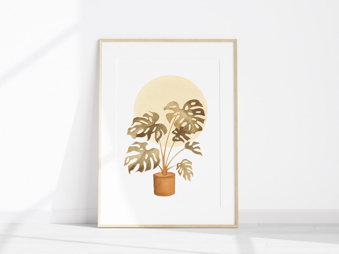 Printable Boho Poster Set of 3 Abstract Monstera Plant Print - Etsy
