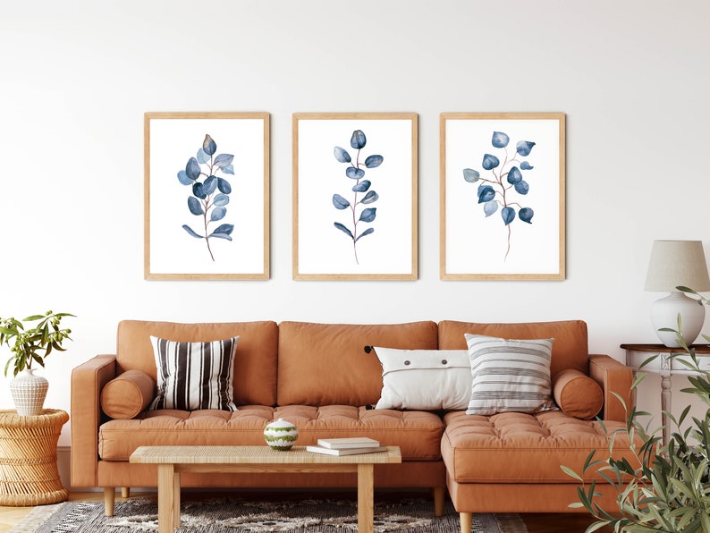 Navy Blue Botanical Prints Downloadable, Eucalyptus Watercolor ...