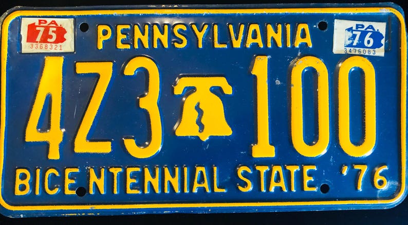 1970s PA Bicentennial License Plate in Excellent Condition - Etsy