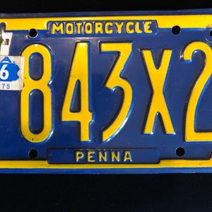 1976 Vintage Original PA Motorcycle License Plate in Mint Condition - Etsy