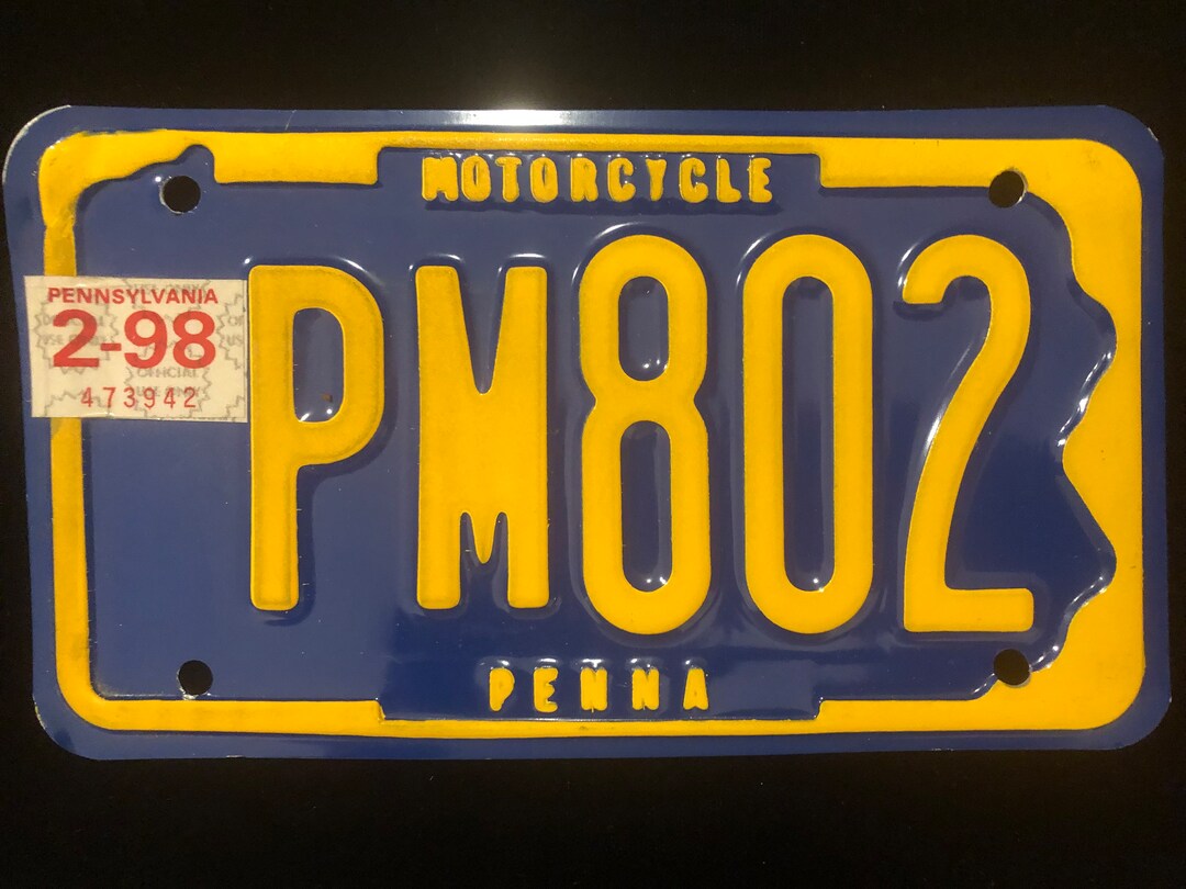 Vintage 1990s PA Motorcycle License Plate in Mint Condition - Etsy