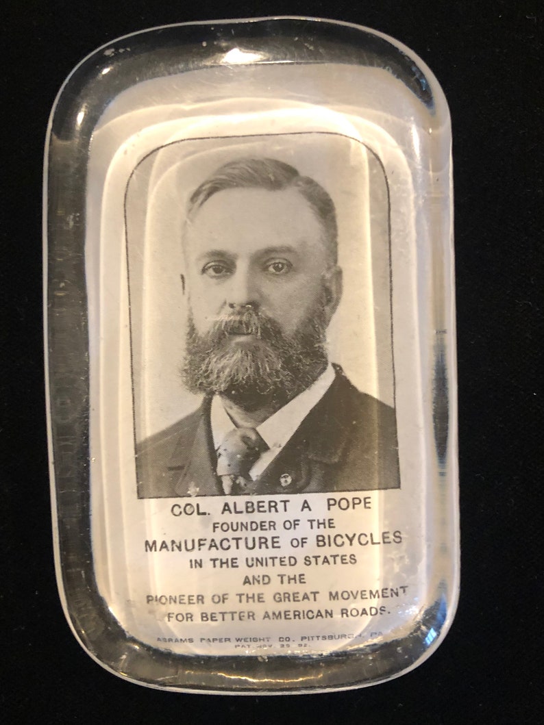 Vintage Original Glass Paperweight Col Albert Pope ( Founder of ...