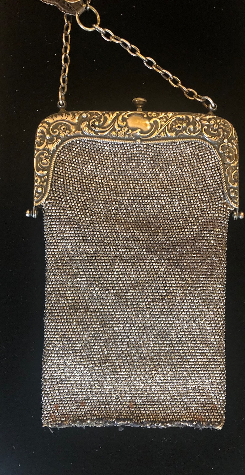 Antique Victorian Chatelaine Bright Cut Womans Purse in Good Condition ...