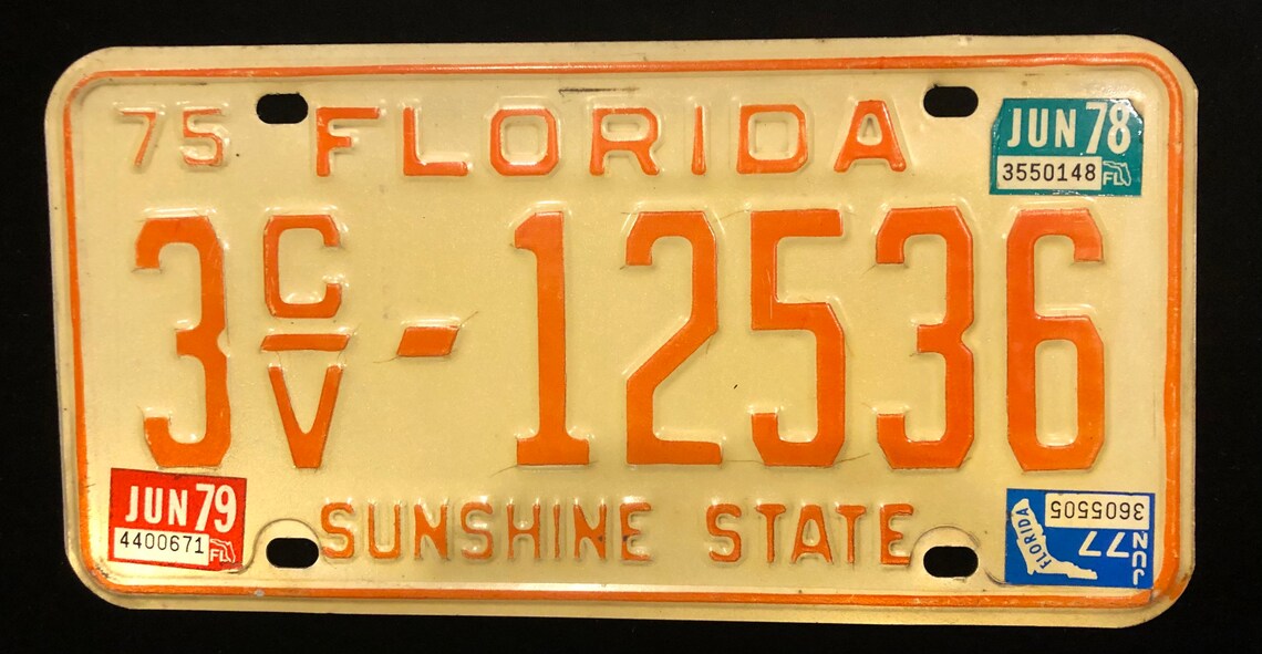 Vintage Original 1975 Florida License Plate (sunshine State) in ...
