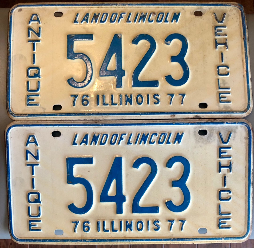 1970s Illinois Antique Vehicle License Plates - Matching Set - Etsy