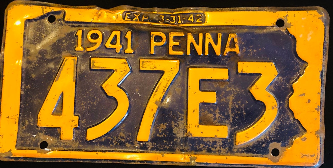 Vintage Original 1941 PA License Plate in Good Condition - Etsy