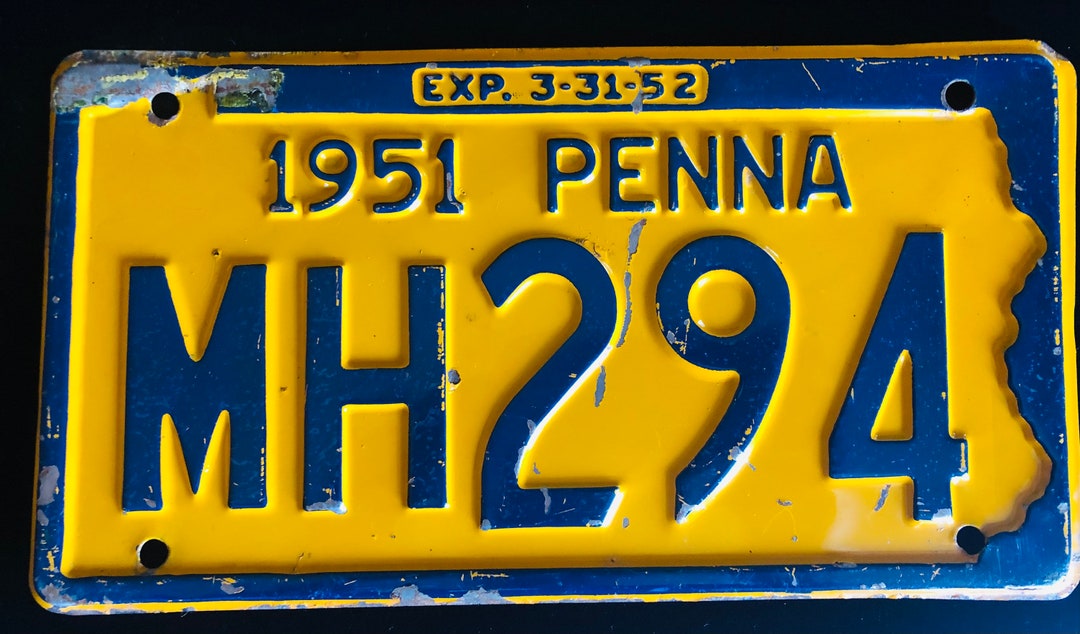 Vintage Original 1951 PA License Plate in Mint Condition - Etsy