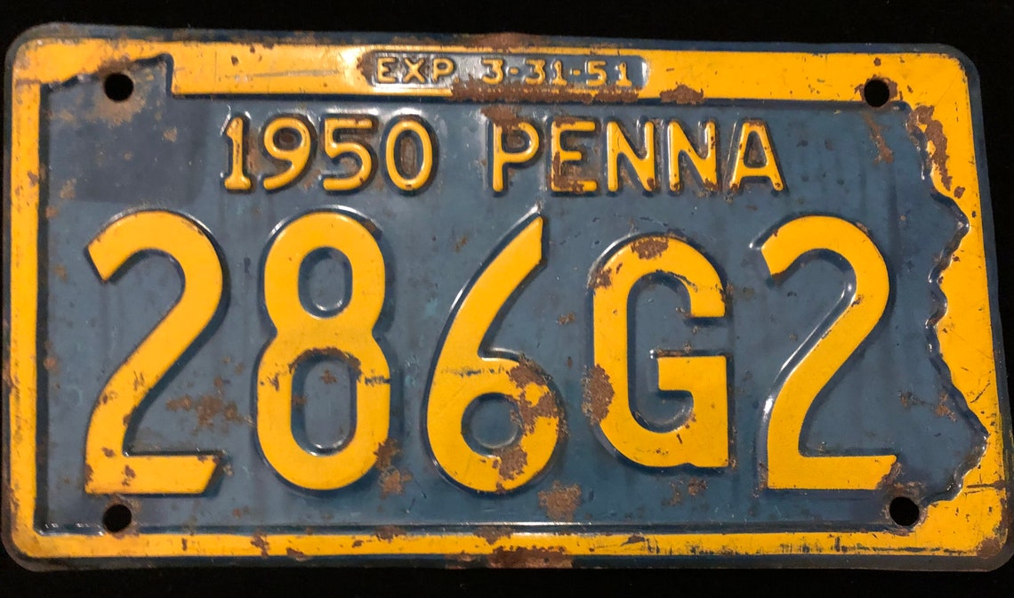 Vintage Original 1950 PA License Plate in Good Condition - Etsy