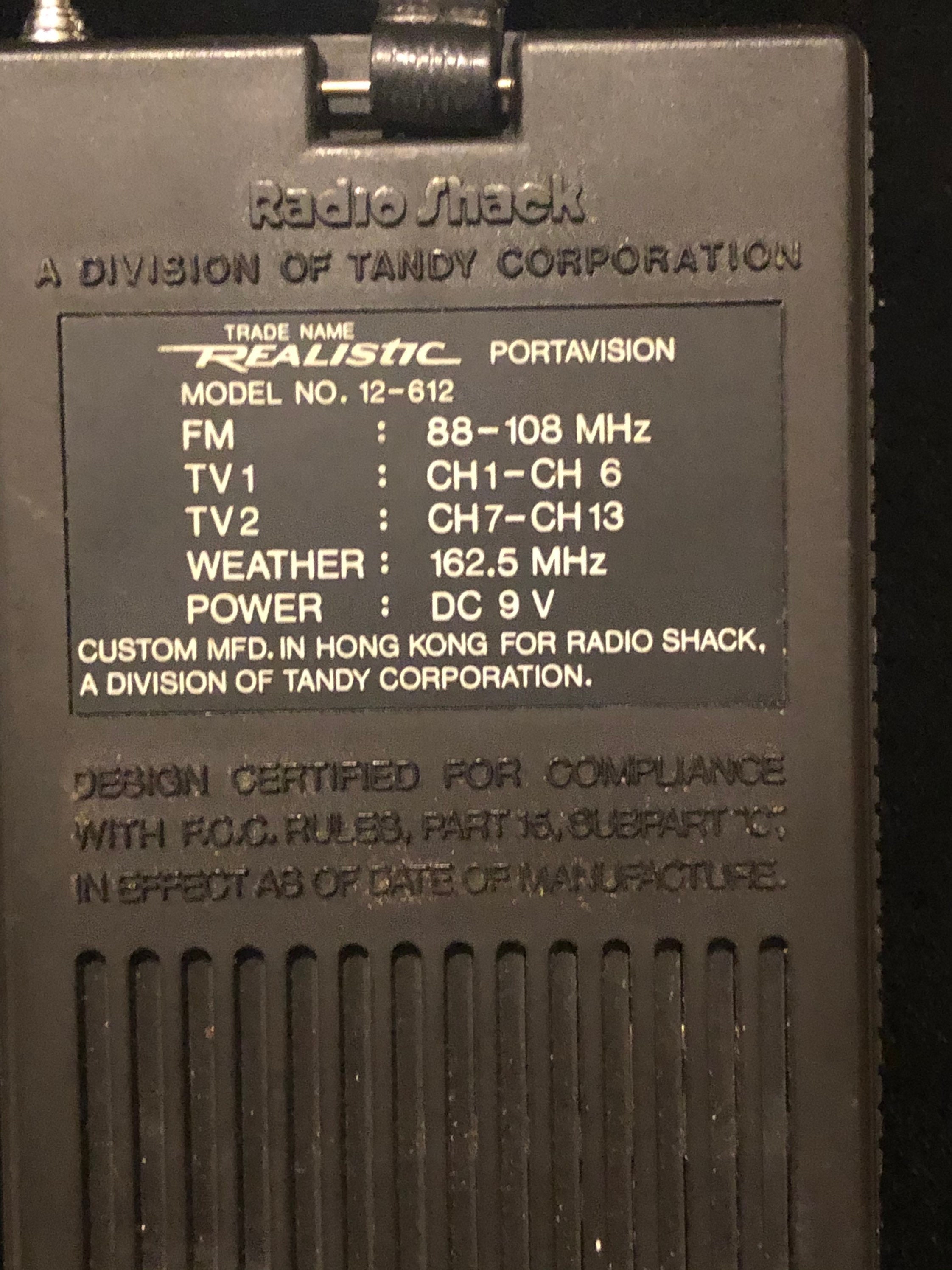 Vintage Realistic Portavision FM/TV 1/tv2/weather Working Radio in ...