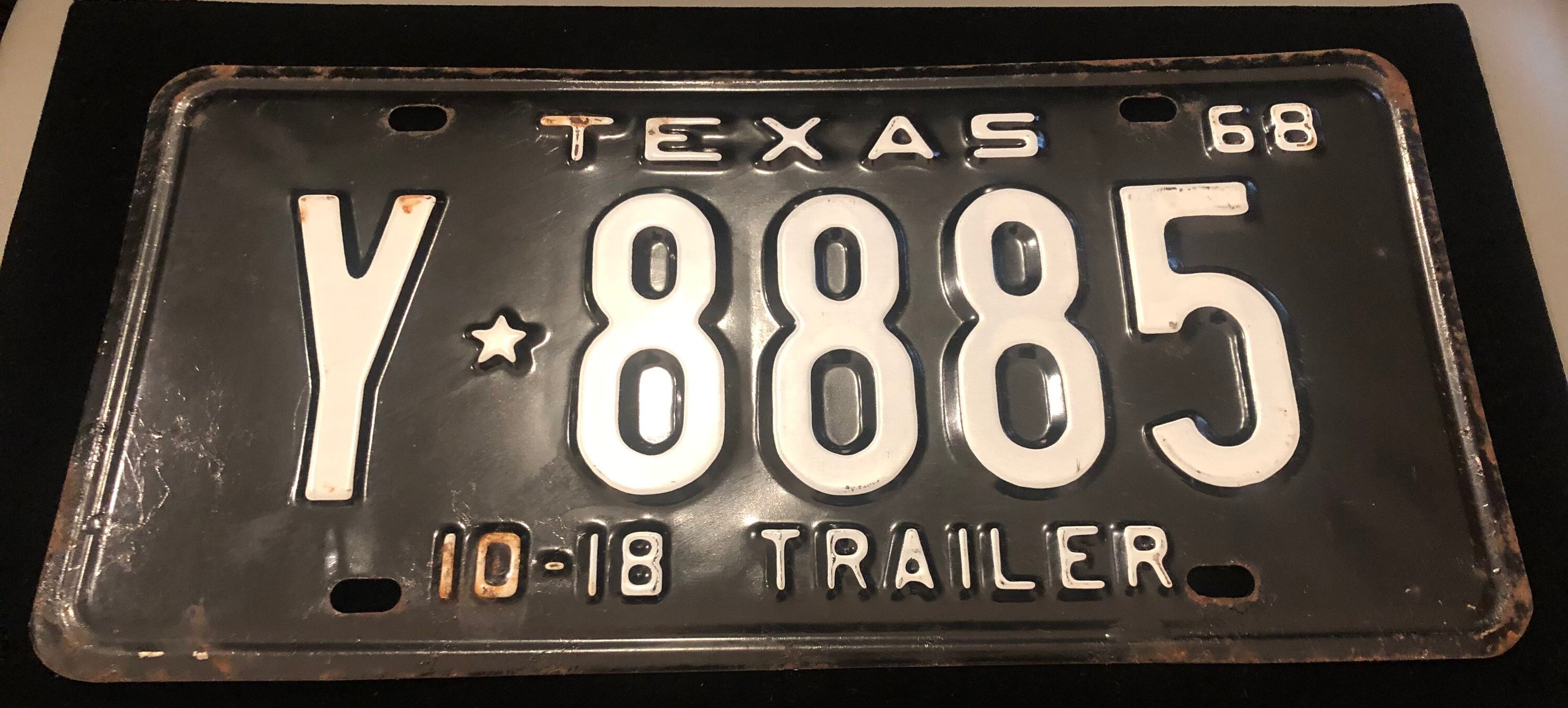 Vintage Original 1968 Texas Trailer License Plate in Excellent ...