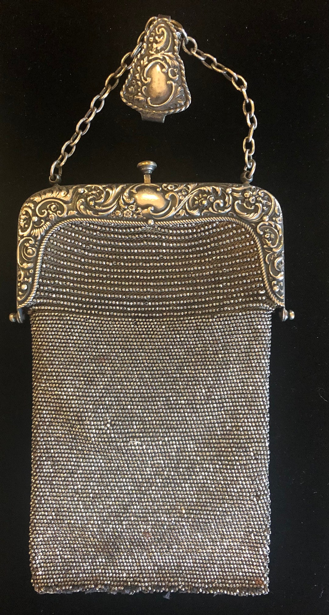 Antique Victorian Chatelaine Bright Cut Woman’s Purse in Good Condition ...