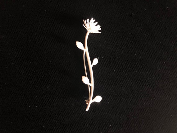 Vintage Sterling Silver Flower Pin - Gem