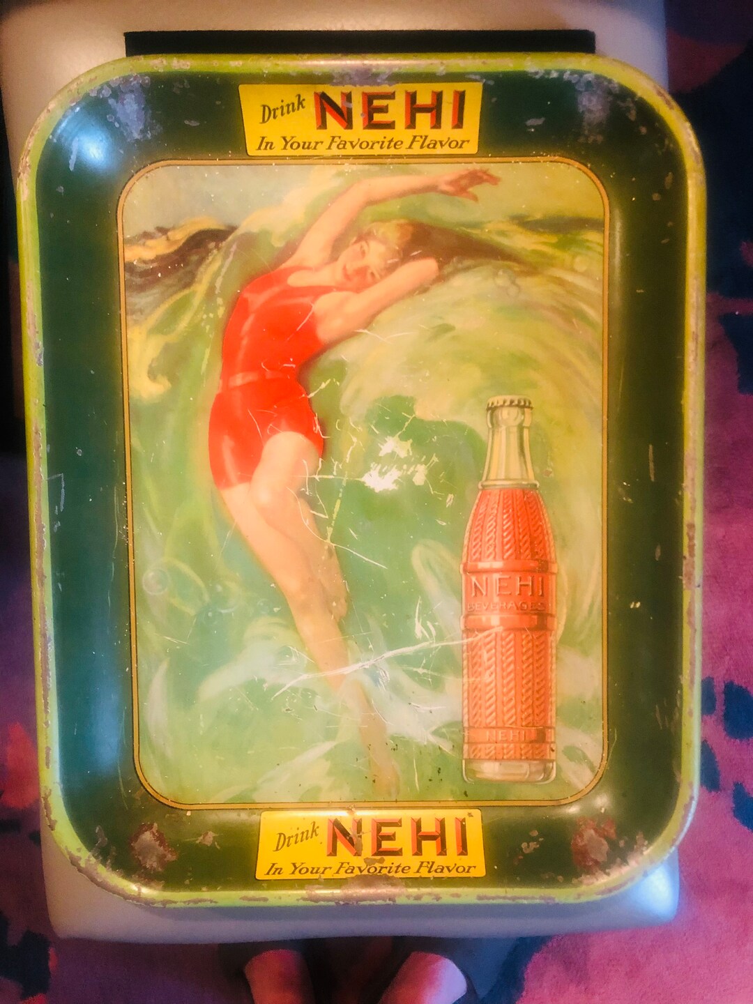 Vintage Art Deco 1920s Drink Nehi Tray With Beautiful Bathing Woman in ...